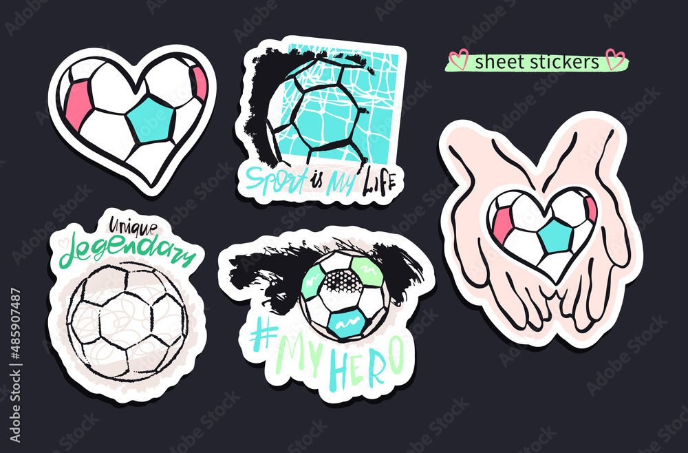 Collection of stickers for football. Vector illustration with soccer ...
