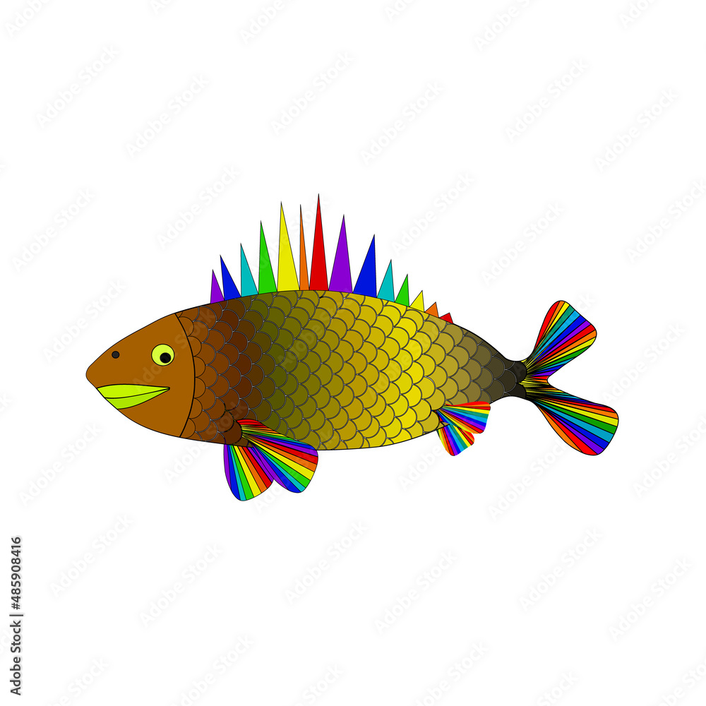 Poster art deco fish painted in rainbow colors as a symbol of the lgbt ...