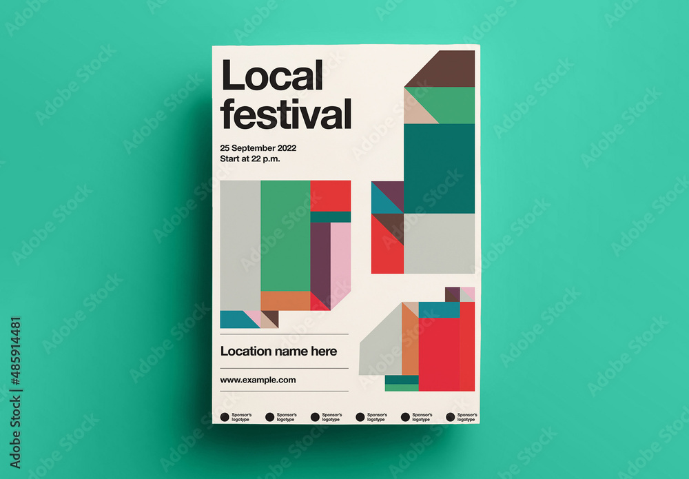Geometric Music Poster Layout Stock Template | Adobe Stock