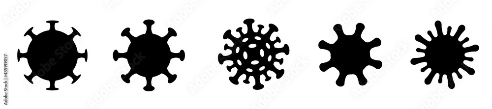 Coronavirus black icons. Covid-19 icons set. Vector clipart isolated on ...
