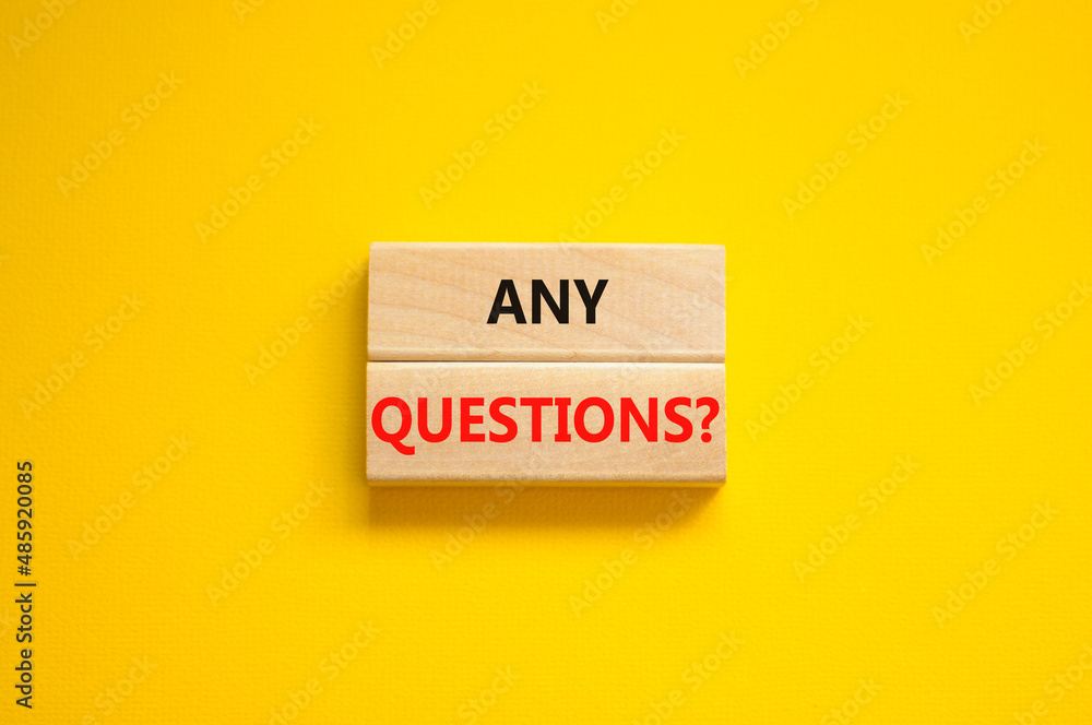 Any questions symbol. Concept words Any questions on wooden blocks on a ...