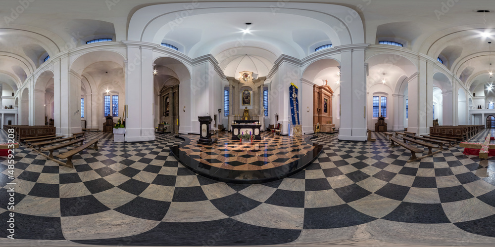 360 seamless hdri panorama view inside interior baroque catholic church ...