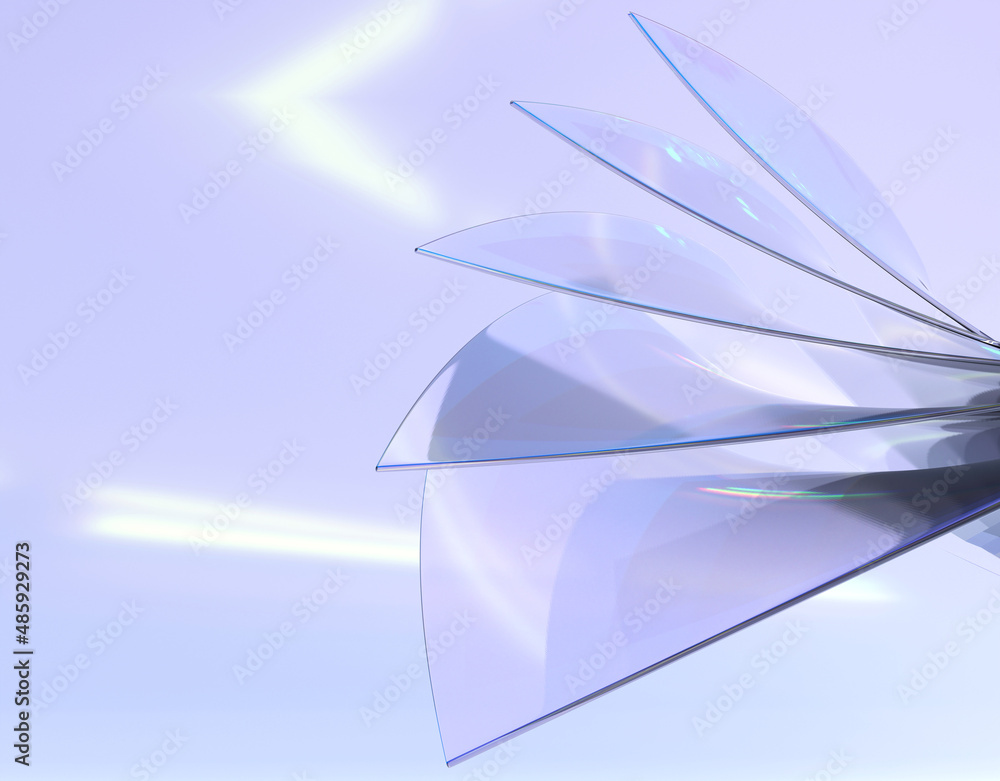 ภาพประกอบสต็อก 3d render, abstract geometric background, translucent ...