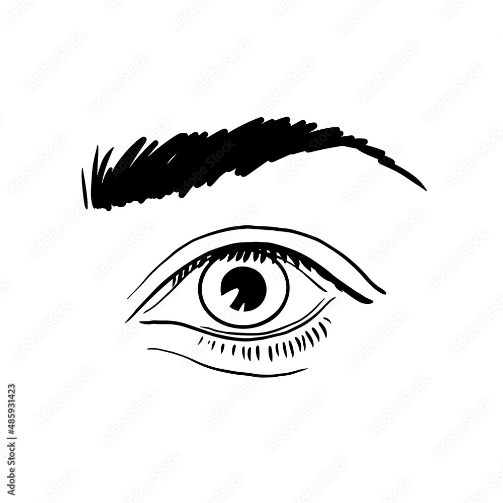Hand drawn Eye vector sketch. Part of human body in doodle style black ...
