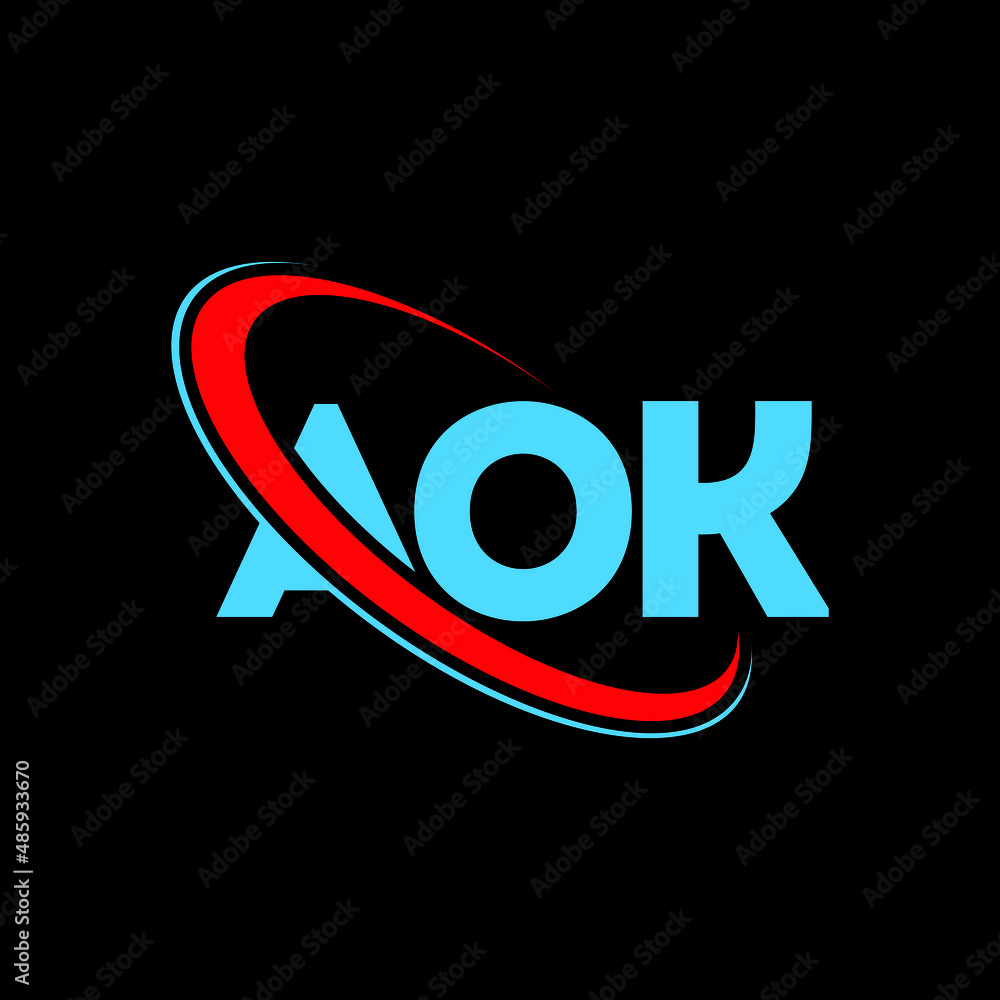 AOK logo. AOK letter. AOK letter logo design. Initials AOK logo linked ...