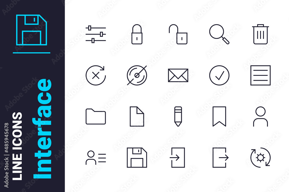 Pc interface icons set Stock Vector | Adobe Stock