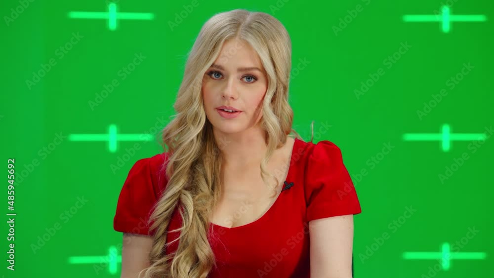 Newsroom TV Studio Live News Program with Green Screen Background ...