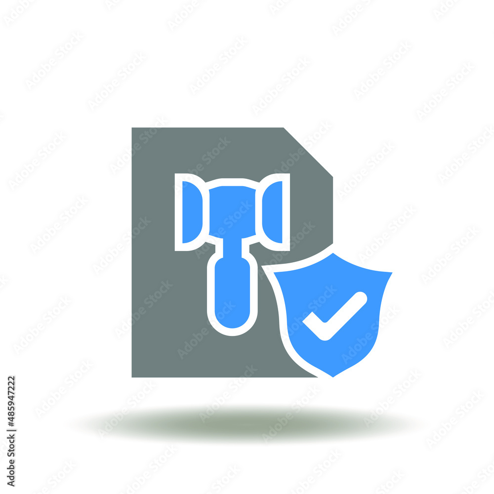Vector illustration of document list with gavel and shield with check ...