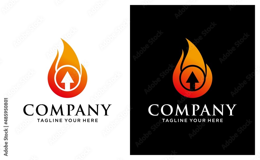 Fire arrow vector logo design. flame symbol with arrow icon for power ...