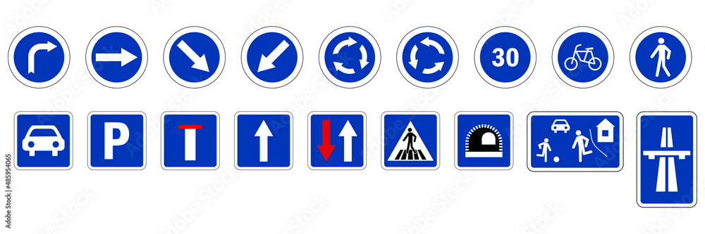 Priority road signs. Mandatory road signs. Traffic Laws. Vector ...