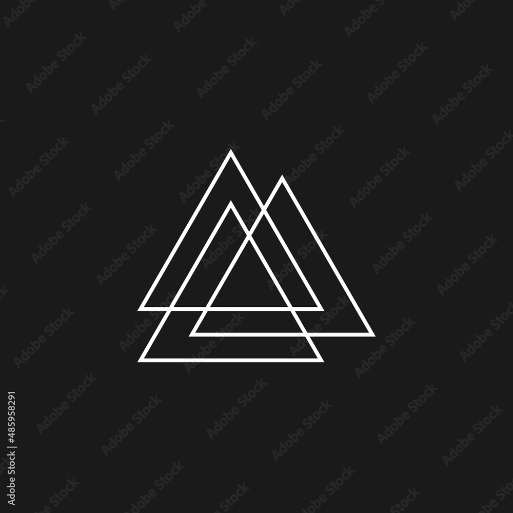 Retrowave aesthetics outline triangle composition. Synthwave black and ...