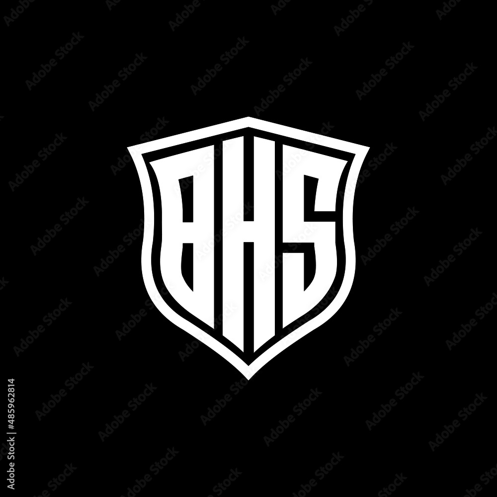 BHS letter logo design with black background in illustrator, vector ...