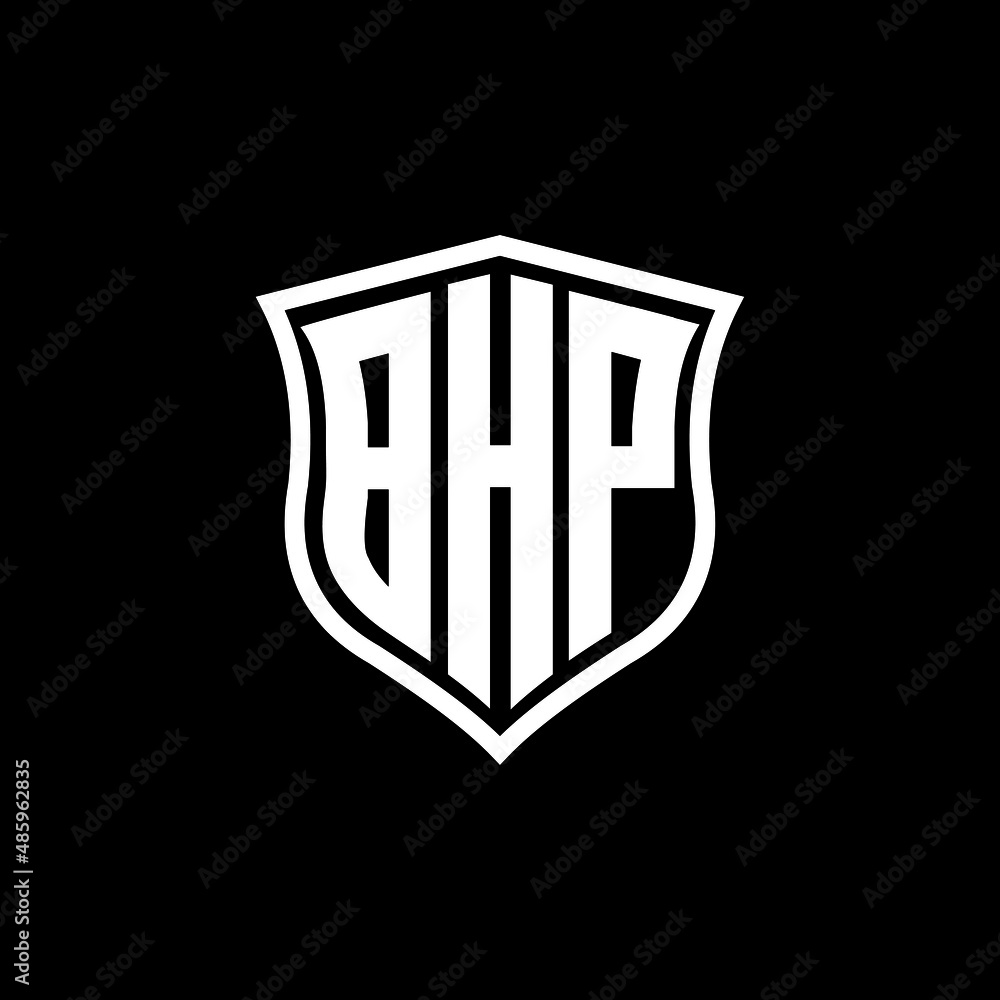 BHP letter logo design with black background in illustrator, vector ...