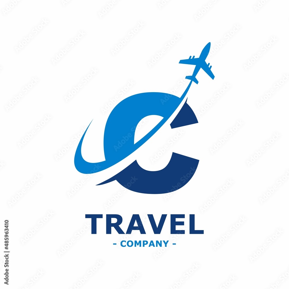 Abstract letter C with plane and airline logo vector design. Suitable ...