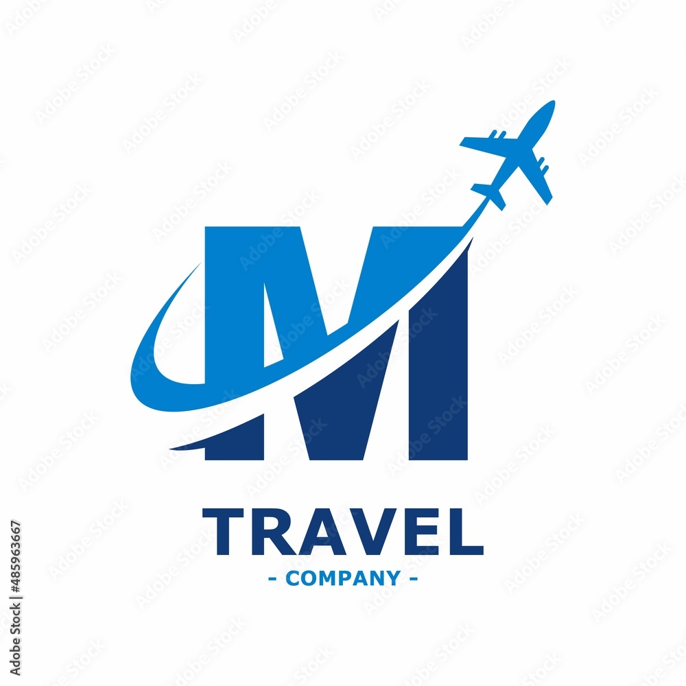 Abstract letter M with plane and airline logo vector design. Suitable ...