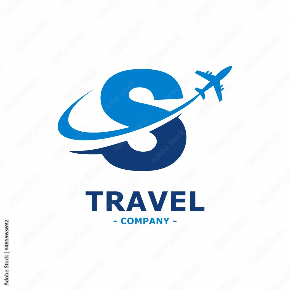 Abstract letter S with plane and airline logo vector design. Suitable ...