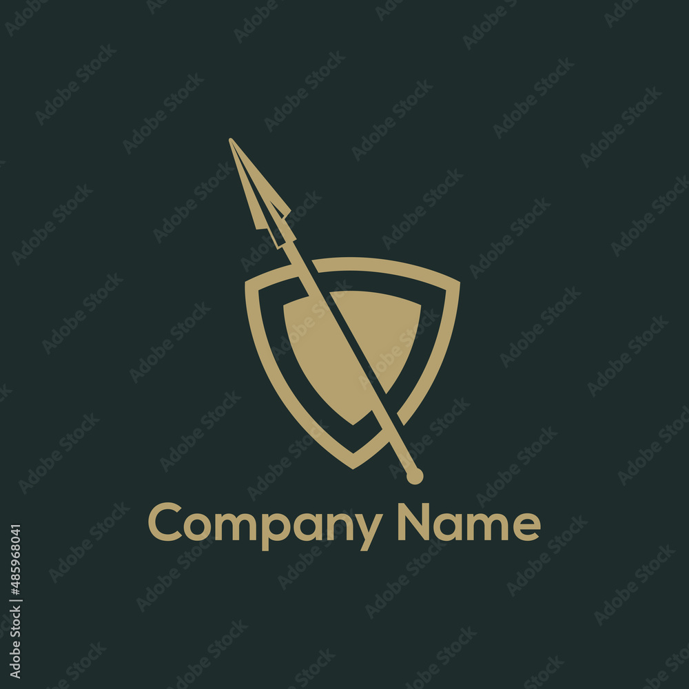 Logo template spear and shield. Vintage retro arrowhead logo design ...