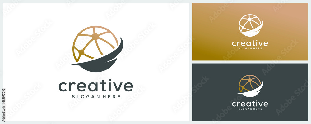 World globe technology logo template Stock Vector | Adobe Stock World globe technology logo template Stock Vector | Adobe Stock