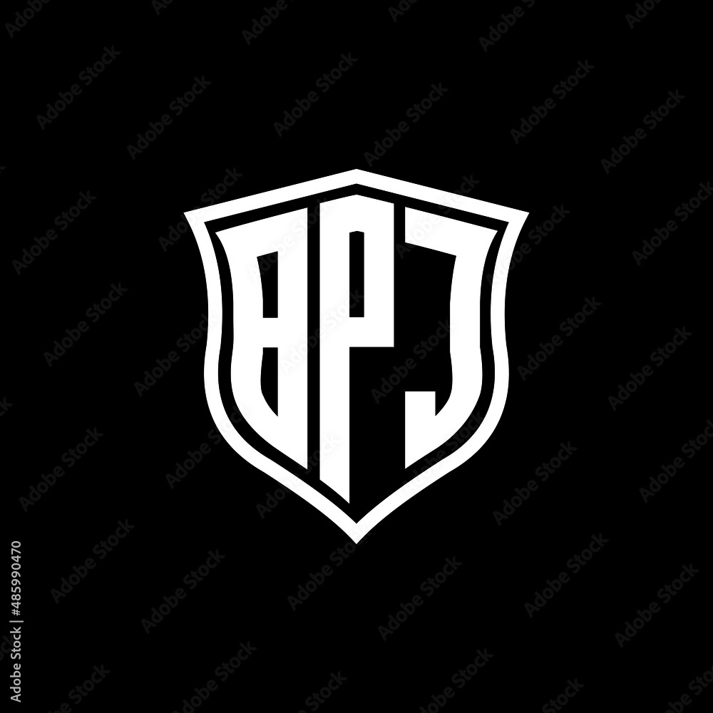 BPJ letter logo design with black background in illustrator, vector ...
