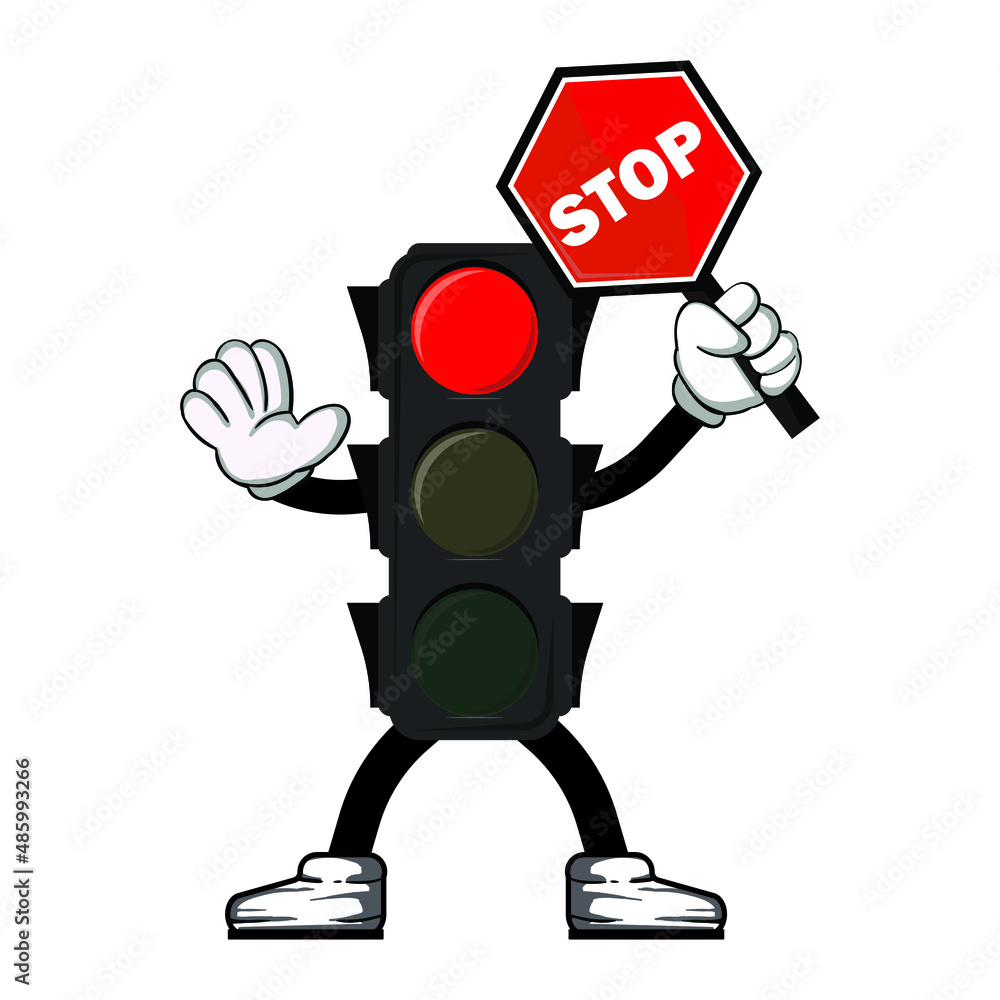 The Illustration of traffic light cartoon vector with traffic sign ...