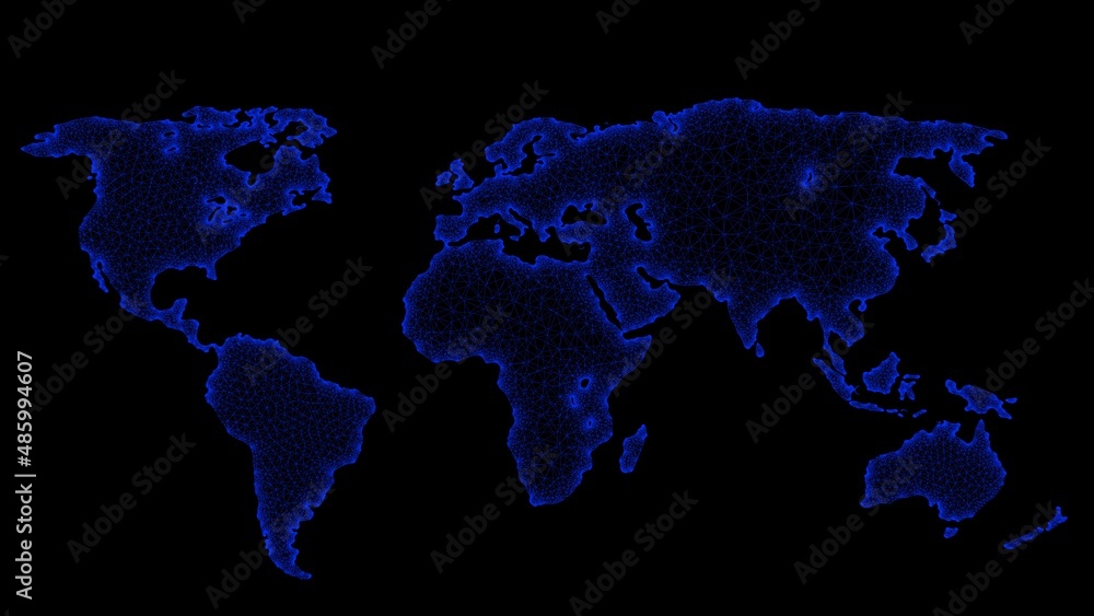 Global technology map 3d. Neon digital map of the Earth with computer ...