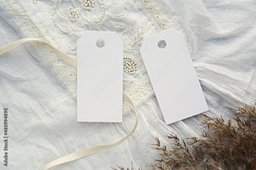 Two rectangle hang tags mockup for design presentation, label, price ...