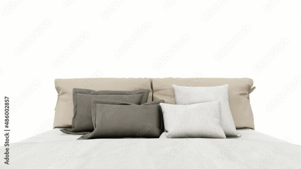 Modern Bed 3d Render Front View White Background Copy Paste Stock Video ...