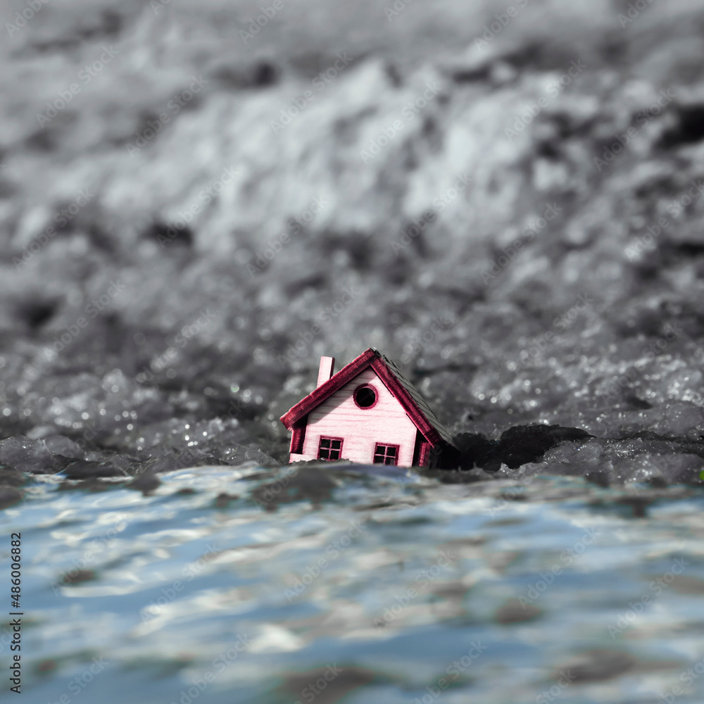 House drowning in gray uninhabitable matter is symbol of tragedy of ...