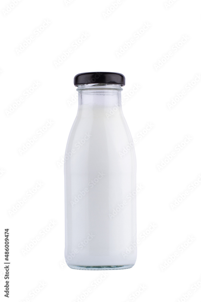 half liter bottle of milk mockup with black cap isolated on white ...