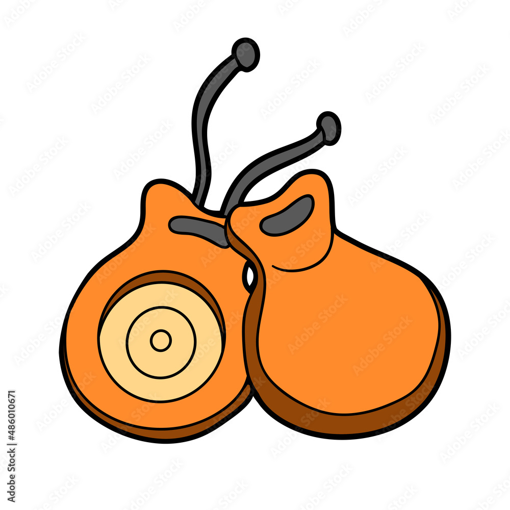 Cartoon illustration, Castanet. Colorful musical instrument Stock ...