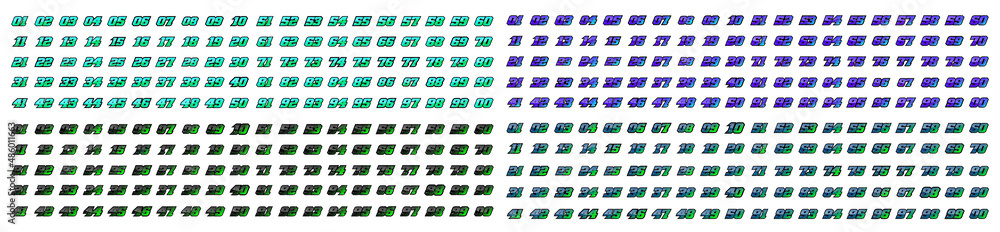 Set of racing number, mega collection of start racing numbers, vector ...