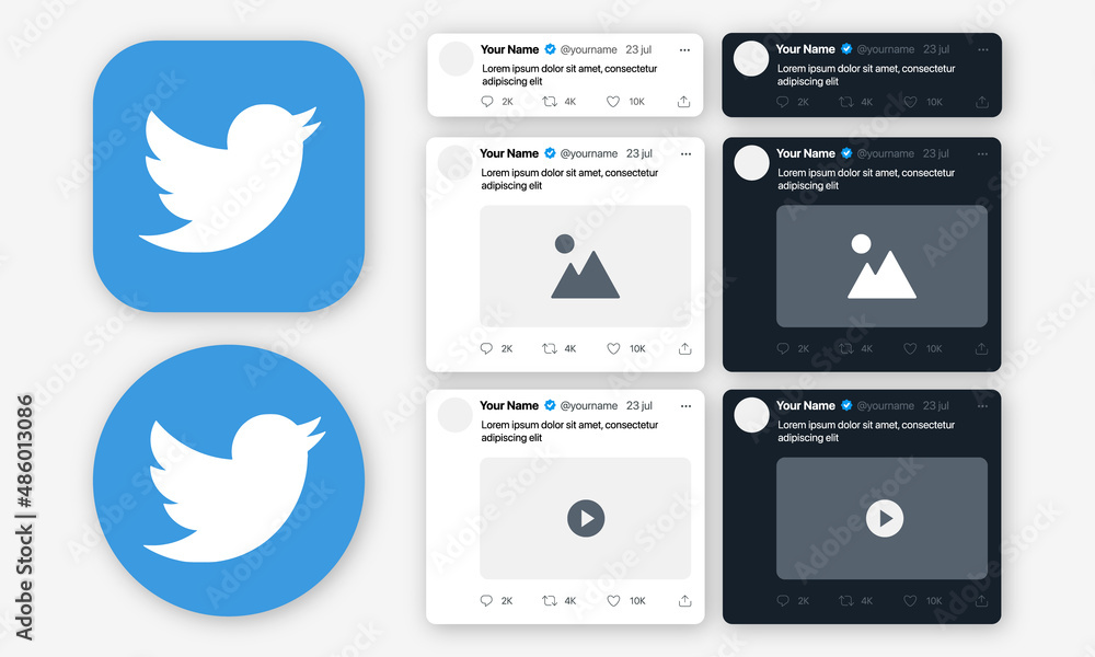 Twitter post template collection vector. Twitter tweet frame on a ...