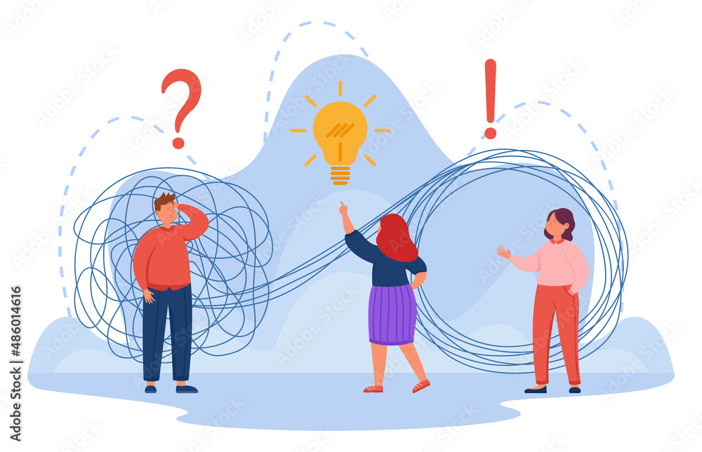 Team of business cartoon characters solving problem together. Metaphor ...