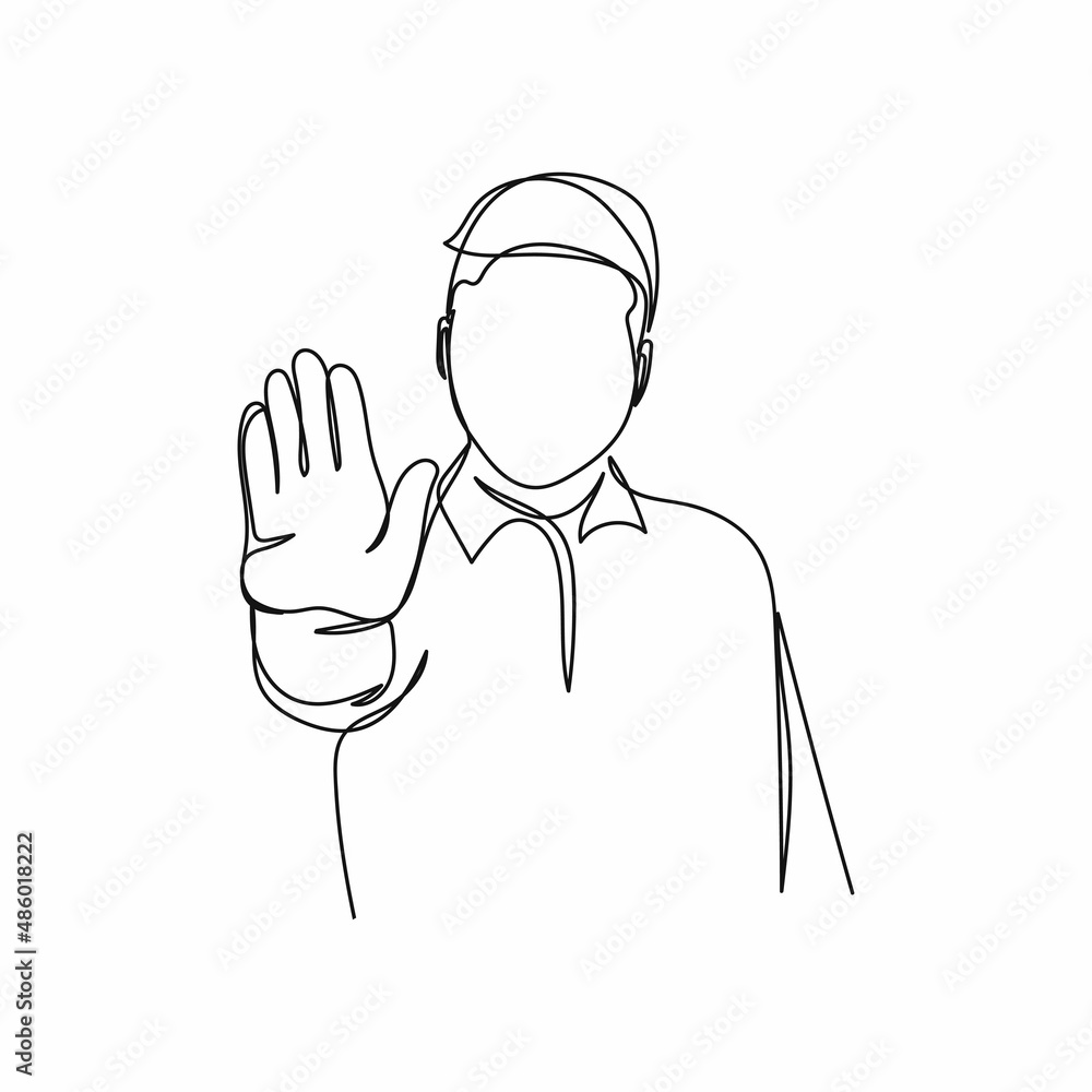 Continuous one simple single abstract line drawing of guy in stop ...