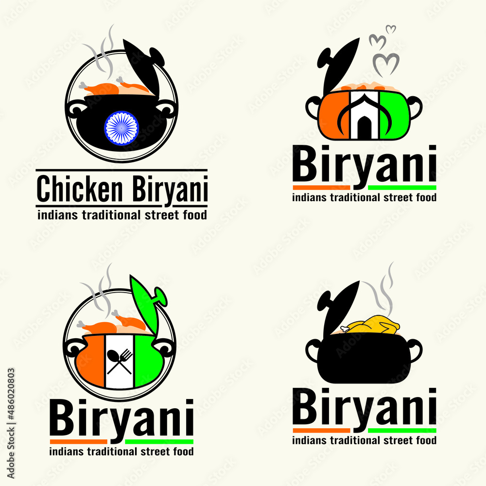 chicken biryani logo vector - indian street food - traditional culinary ...