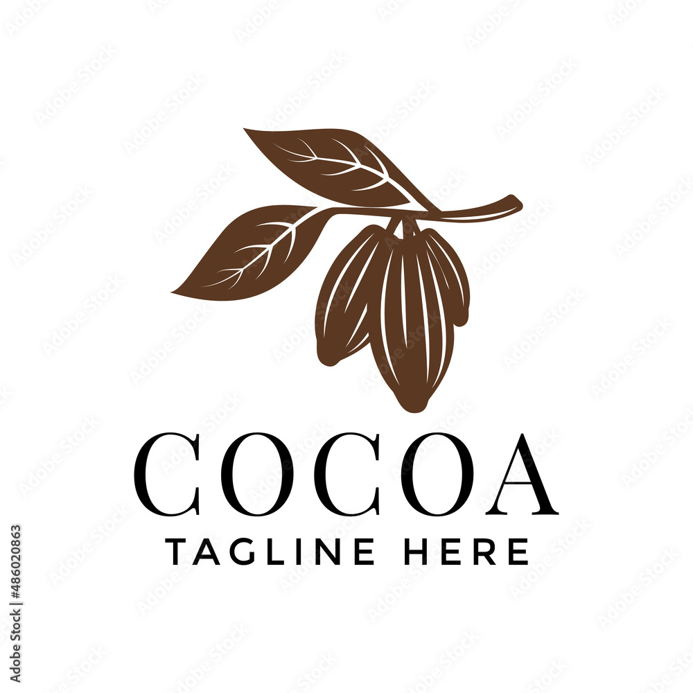 Chocolate, cocoa fruits logo template. Chocolate cocoa beans cocoa pod ...