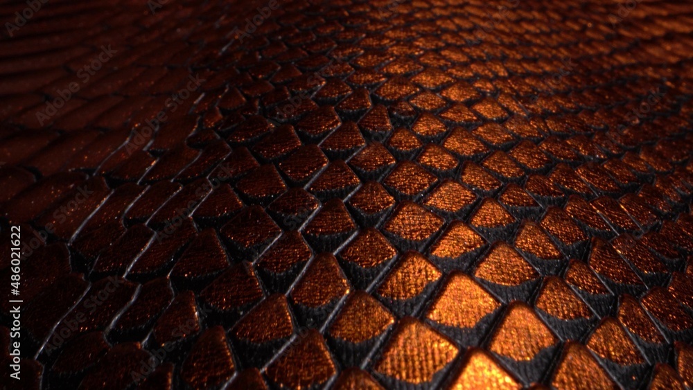 Foto de Leather texture very close up. Copper snakeskin pattern ...