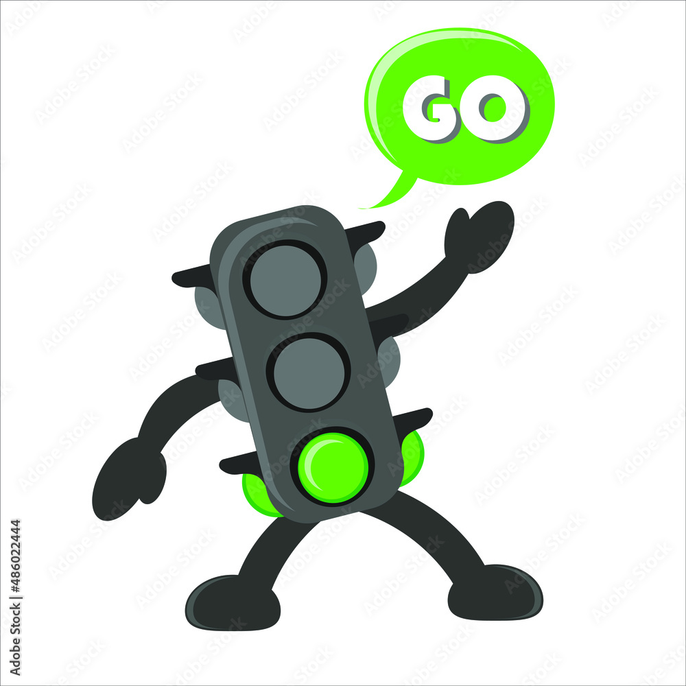 Cartoon vector illustration of a traffic sign with a go sign. Stock ...