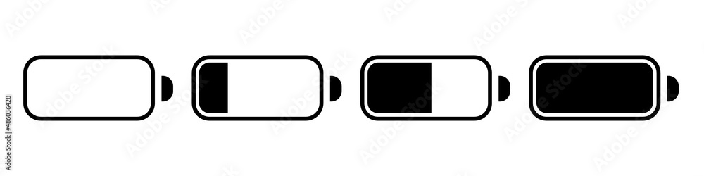Battery icon set. Isolated black smartphone battery level indicator ...
