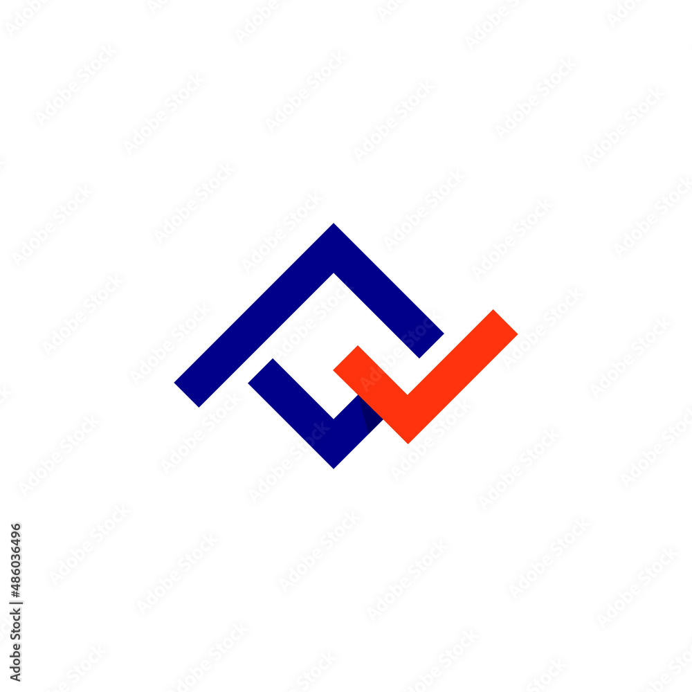 P letter in Square with Orange Check Mark Shape Logo Vector Design ...