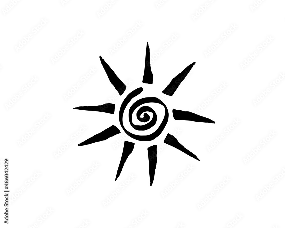 Black Tribal Sun Tattoo Sonnenrad Symbol sun wheel sign. Summer icon ...