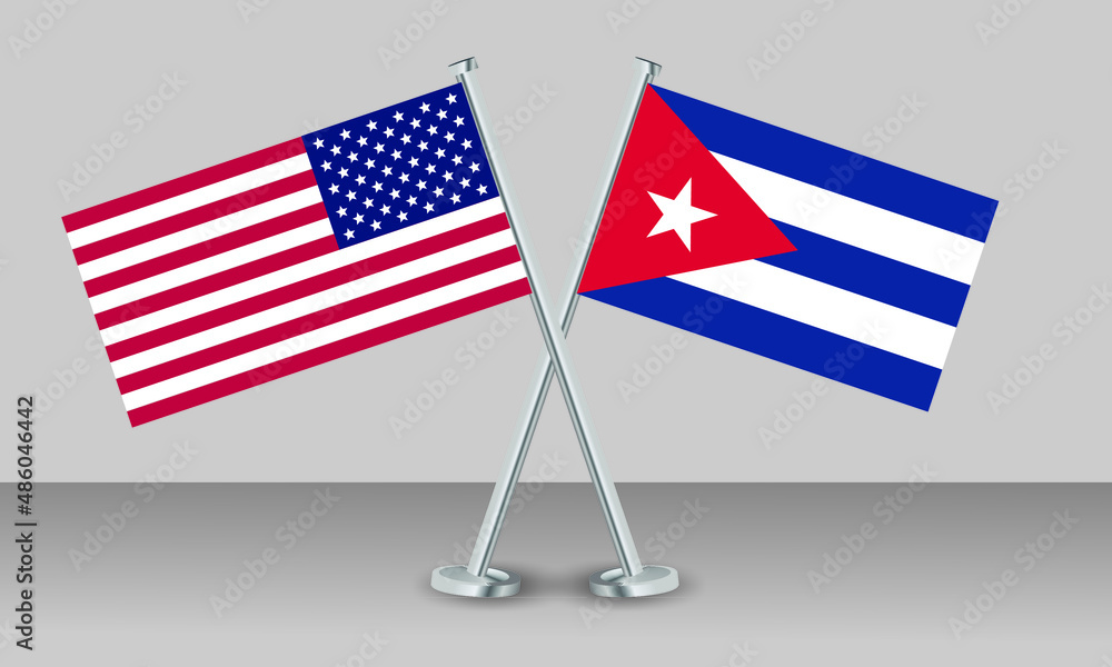 Crossed flags of United State of America (USA) and Puerto Rico ...