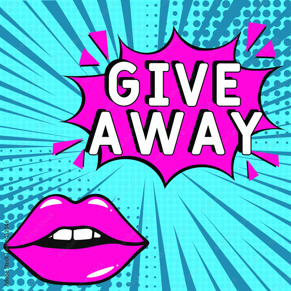 Giveaway banner design template. Social media poster design. Comic book ...