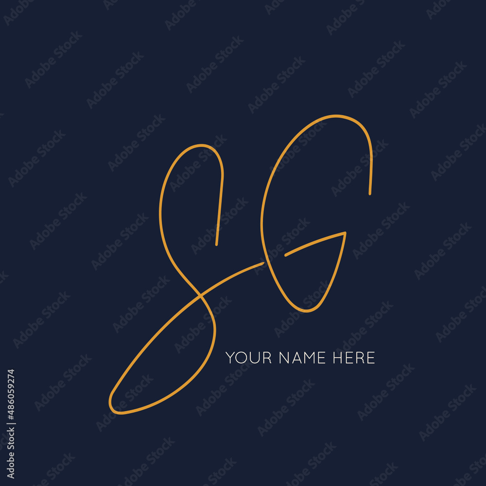 SG monogram logo.Calligraphic signature icon.Letter s and letter g ...