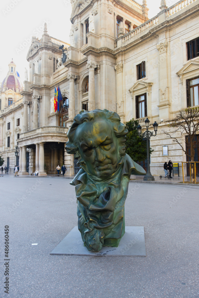 Giant replica of a Goya award for Spanish cinema in Valencia and made ...