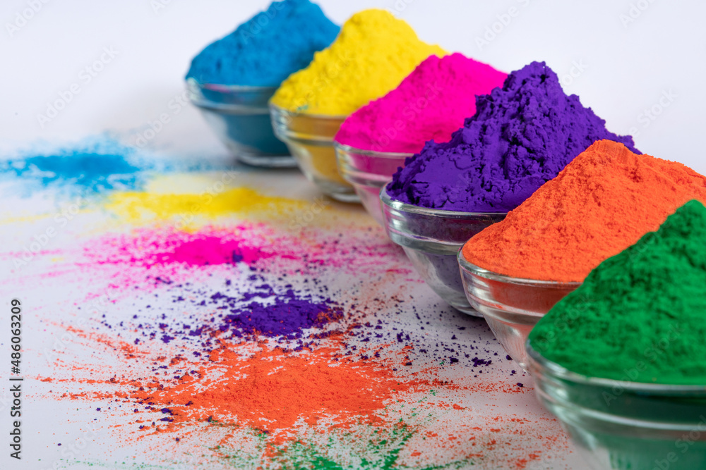 Dry Color powders for Indian festival of color Holi. Stock Photo ...