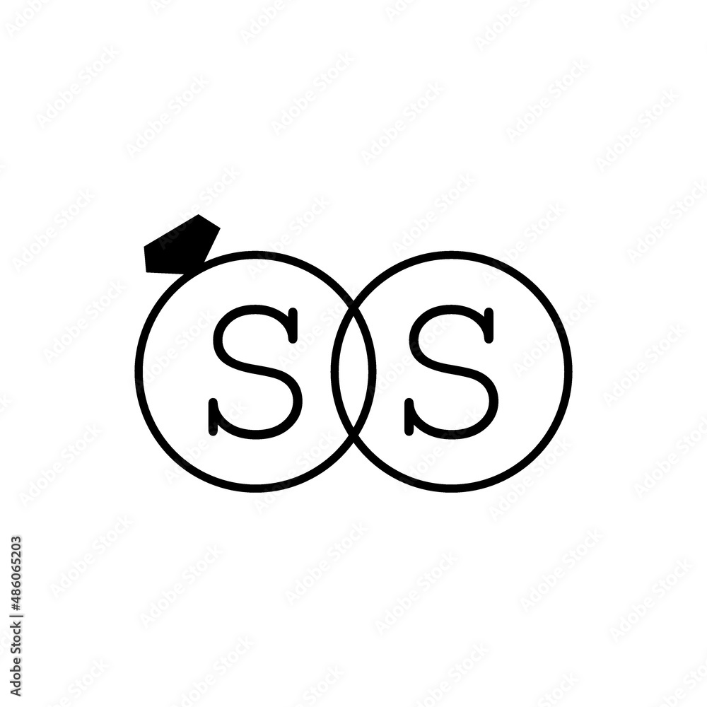 SS wedding ring with initial logo Stock Vector | Adobe Stock