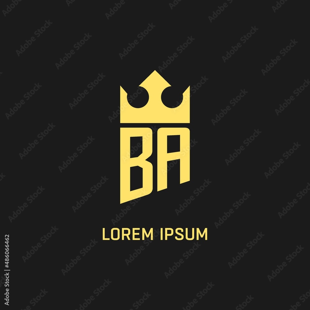 Monogram BA logo shield crown shape, elegant and luxury initial logo ...
