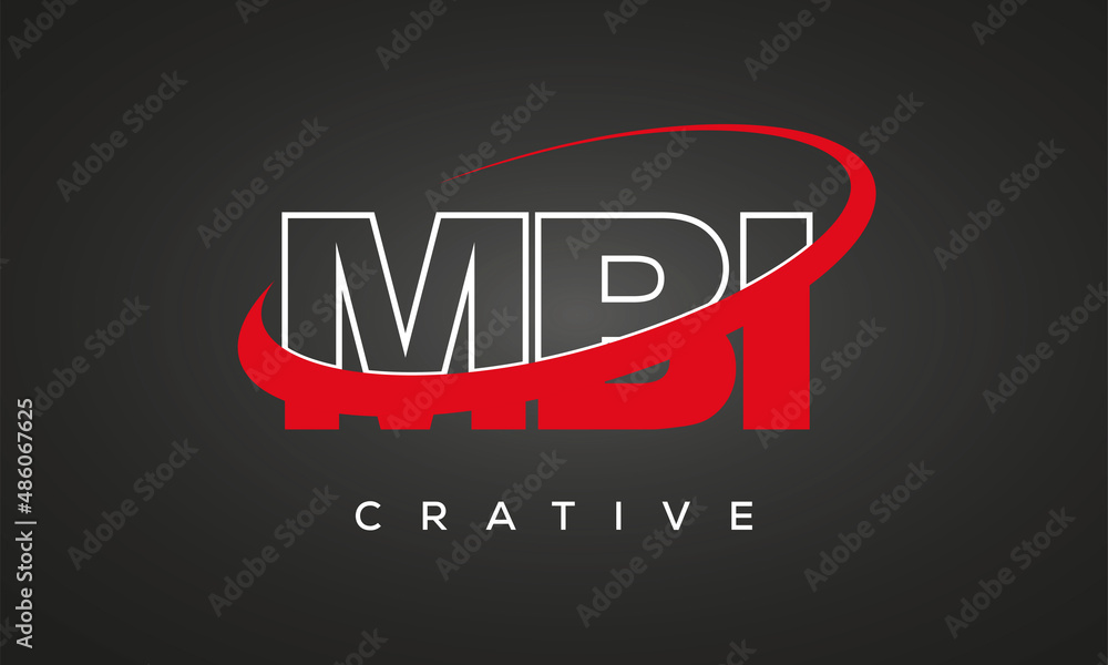 MBI letters creative technology logo with 360 symbol vector art ...