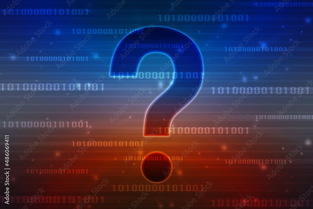 2d illustration question mark,Cyber Technology Background,Concept of ...
